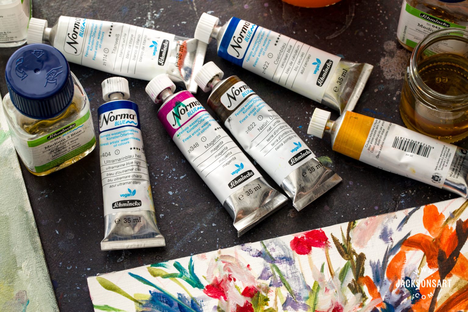 Schmincke Norma Blue Water-Mixable Oil Colours Review - Jackson's Art Blog