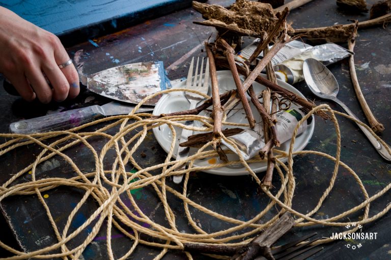 Grattage Painting Techniques Using Found Materials - Jackson's Art Blog