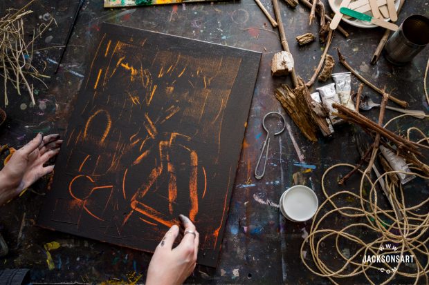 Grattage Painting Techniques Using Found Materials - Jackson's Art Blog