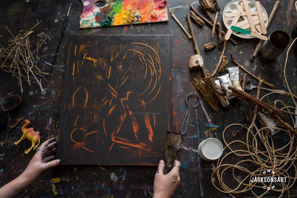 Grattage Painting Techniques Using Found Materials - Jackson's Art Blog