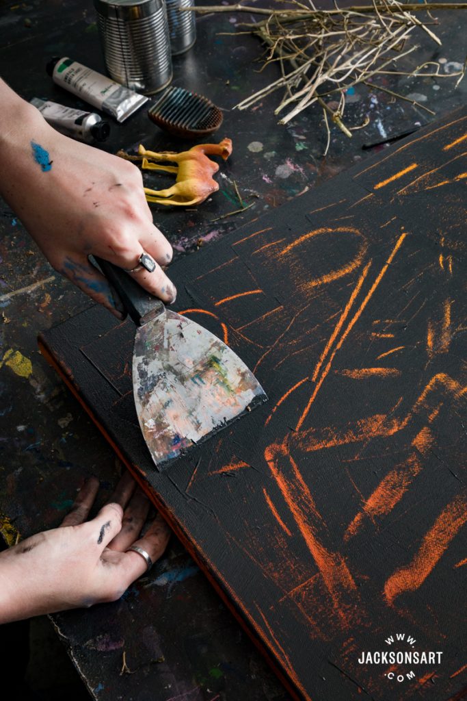 Grattage Painting Techniques Using Found Materials - Jackson's Art Blog