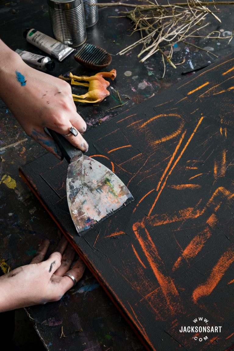 Grattage Painting Techniques Using Found Materials - Jackson's Art Blog
