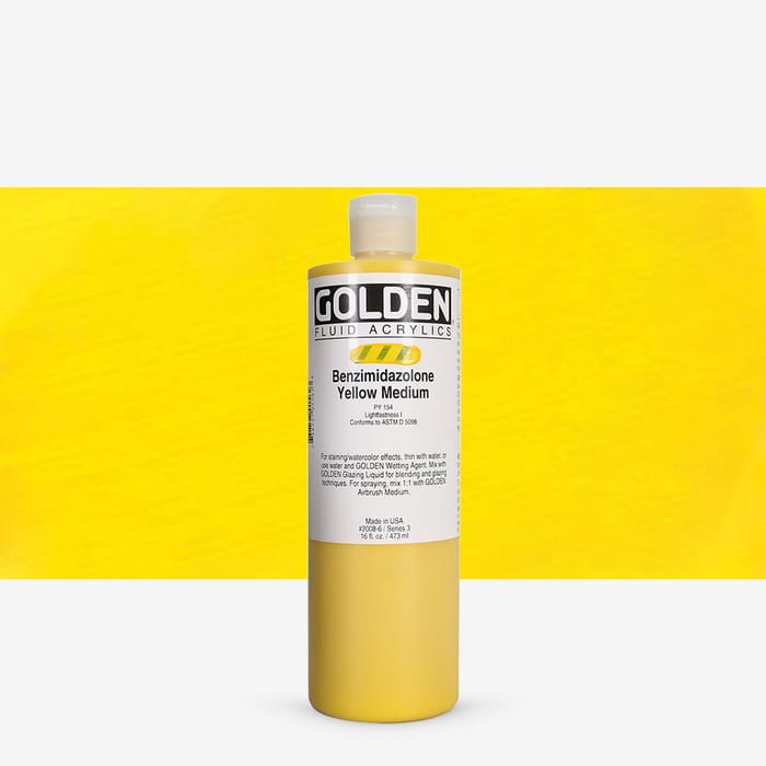 Golden : Fluid : Acrylic Paint : 473ml (16oz) : Benzimidazolone Yellow ...