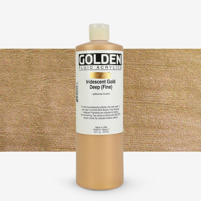 Golden : Fluid Acrylic Paint : 473ml (16oz) : Gold Deep Fine Iridescent ...