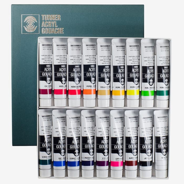 Turner : Acrylic Gouache Paint : 20ml : 18 Color Set | Jackson's Art