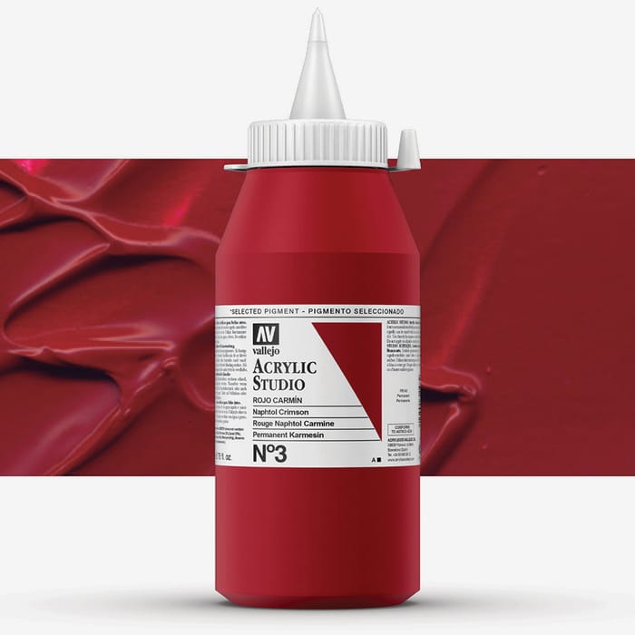 Vallejo Studio Acrylic Paint : 1000ml : Naphthol Crimson | Jackson's Art