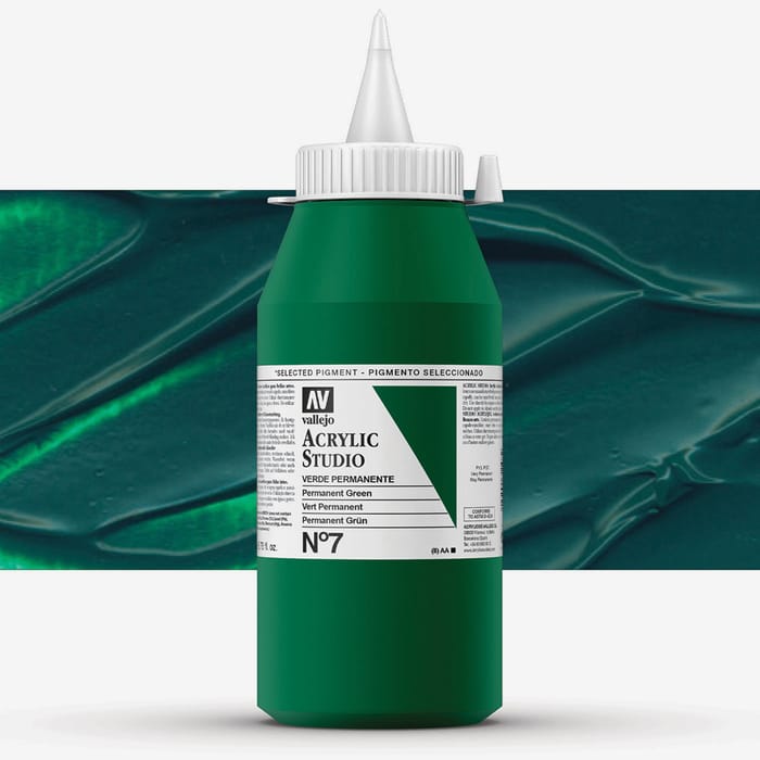 Vallejo Studio Acrylic Paint : 1000ml : Permanent Green | Jackson's Art