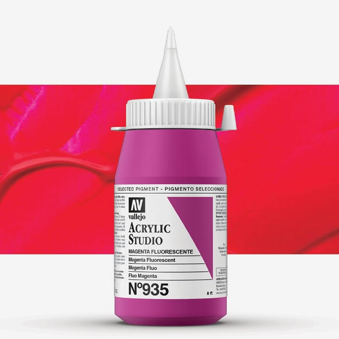 Vallejo Studio Acrylic Paint : 500ml Pot : Magenta Fluorescent ...