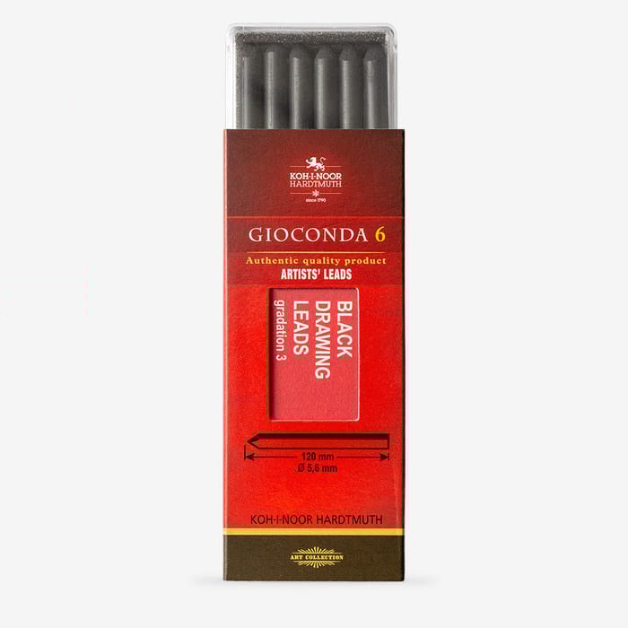 Koh-I-Noor : 5.6mm Lead : 6 x Hard Black Gioconda Negro 120mm 4345 3 ...