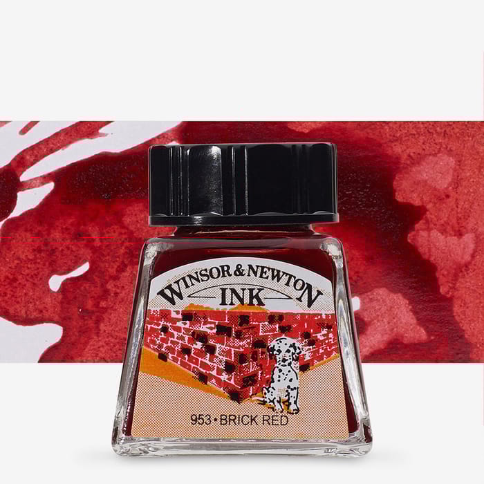 Winsor & Newton : Drawing Ink 14ml Bottle : Brick Red : (Water ...