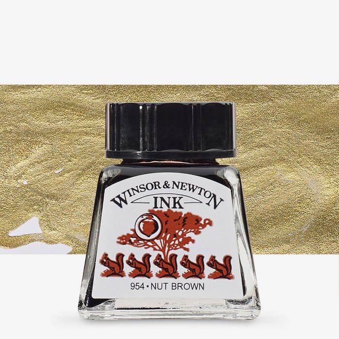Winsor & Newton : Drawing Ink 14ml Bottle : Nut Brown : (Water ...