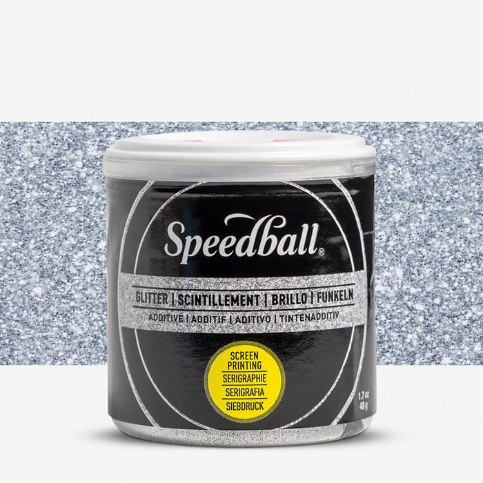 silver glitter screen print