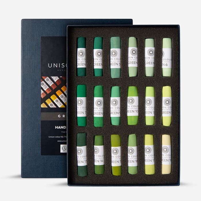 Unison Colour : Soft Pastel : Set of 18 Full Sticks : Green 1-18 ...