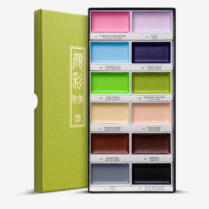 Kuretake : Gansai Tambi Japanese Watercolour : Large Pan : 12 Colour ...