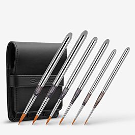 Escoda : Barroco : Travel Brush Set : Gold Toray Synthetic : 1247 : Round : Set of 6 With ...