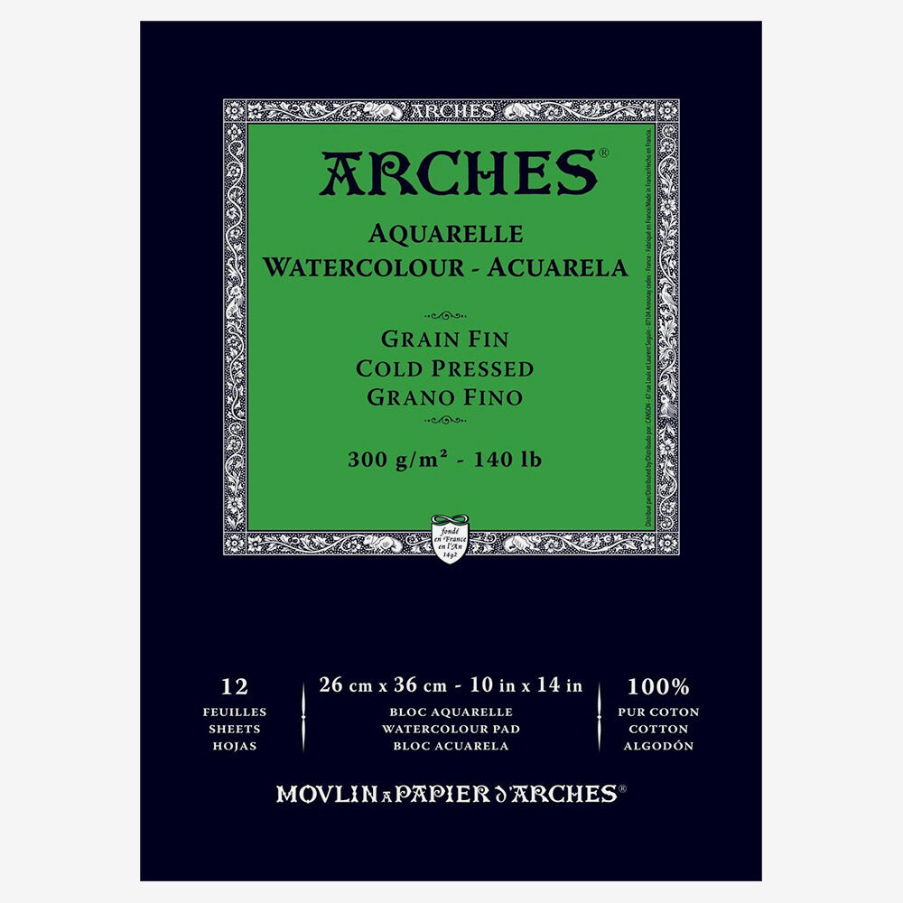 Arches Aquarelle Paper : Gummed Watercolour Pad : 26x36cm : 12 Sheets ...