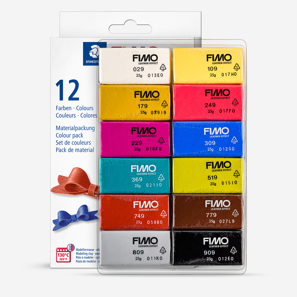Staedtler : Fimo : Effect Colour Pack 12 Half Blocks : Leather ...