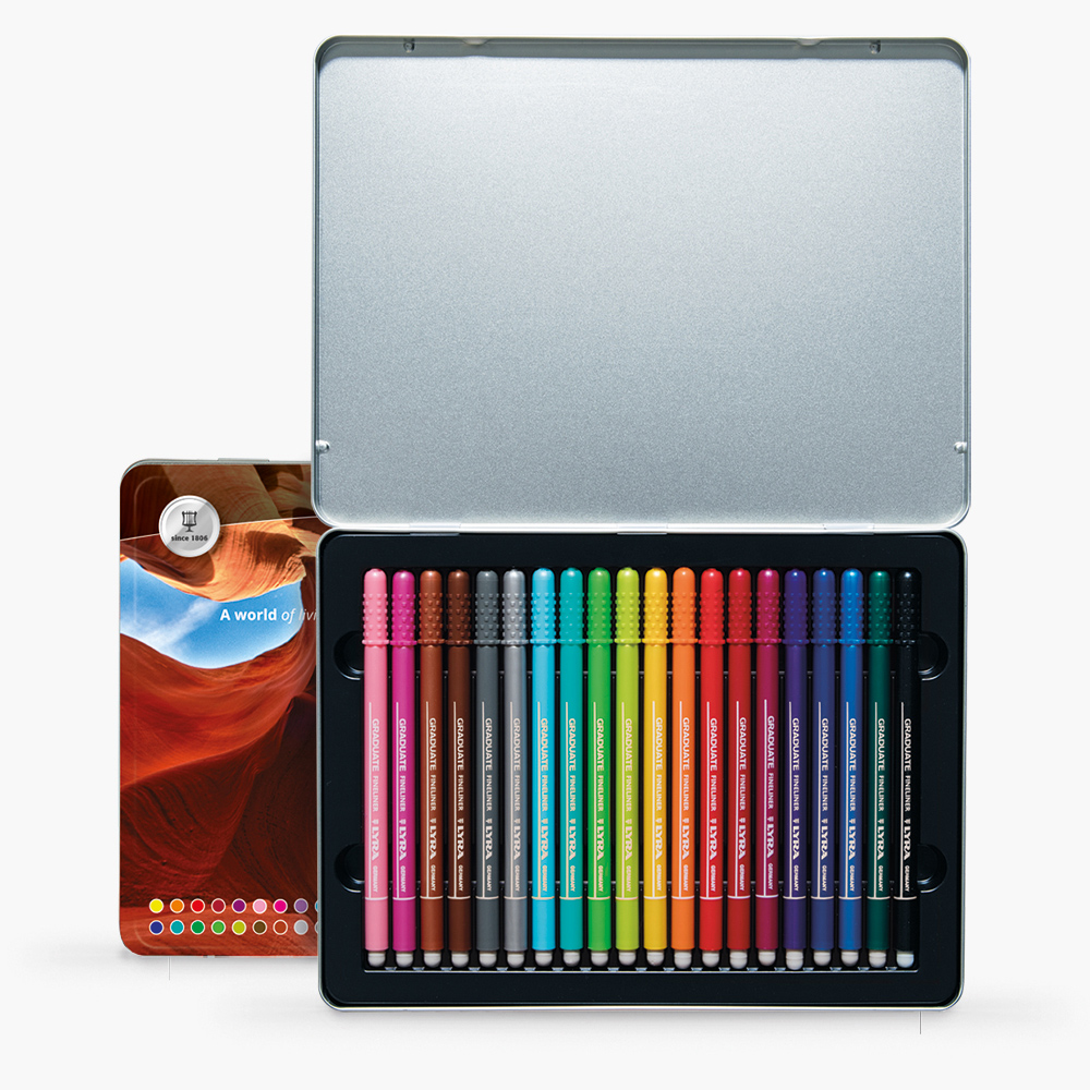 Lyra : Graduate Fineliner Pen Set : Metal Tin 20pcs | Jackson's Art