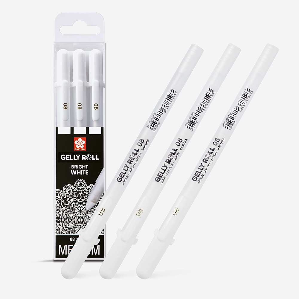 Sakura : Gelly Roll Pen : Basic Set : Bright White Gel Pens : Medium ...