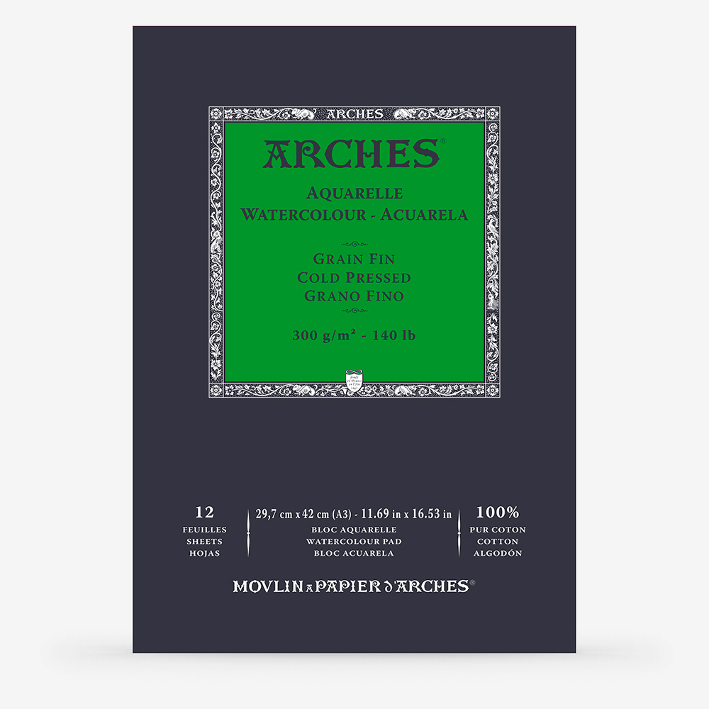 Arches : Aquarelle : Gummed Watercolour Pad : A3 : 12 sheets : 140lb ...