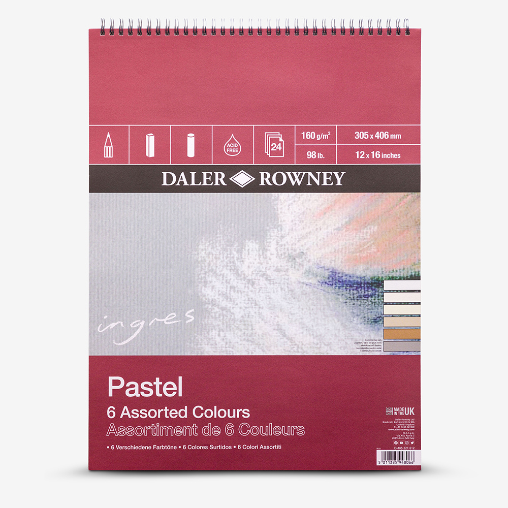 Daler Rowney : Ingres : Pastel Paper : 160gsm : 24 Sheets : 12x16in : 6 ...