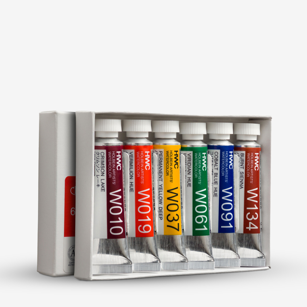 Holbein : Watercolour Paint :Introductory Set Of 6 x 5ml : Tubes ...